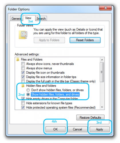 How to show hidden files and folders in Windows