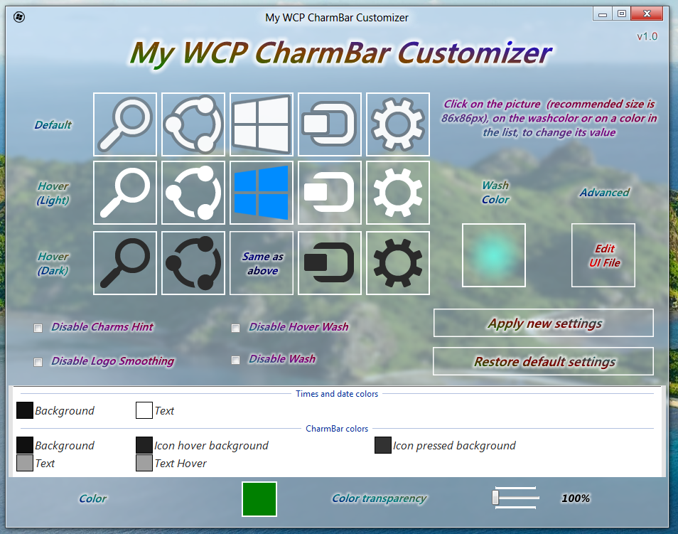 Windows 8 Charms Bar Customize