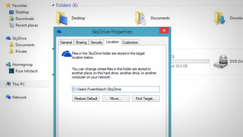How to change SkyDrive root folder to another location in Windows 8.1 ...