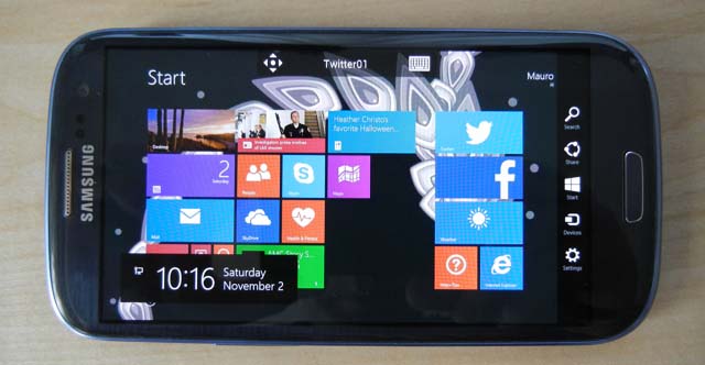 'Microsoft Remote Desktop' app running on Galaxy S3 Android phone ...