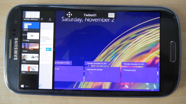 'Microsoft Remote Desktop' app running on Galaxy S3 Android phone ...