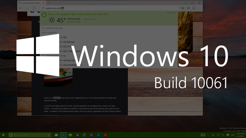 Windows 10 build 10061 available for download, but it’s a build you can’t install - Pureinfotech