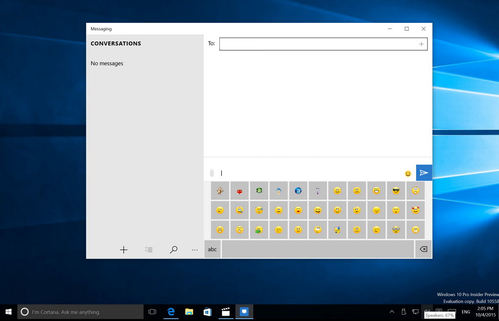 Windows 10 build 10558: Hands-on with the Messaging app, Edge tab ...