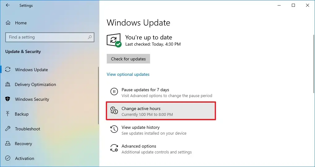 Change Windows 10 active hours to prevent sudden reboots - Pureinfotech