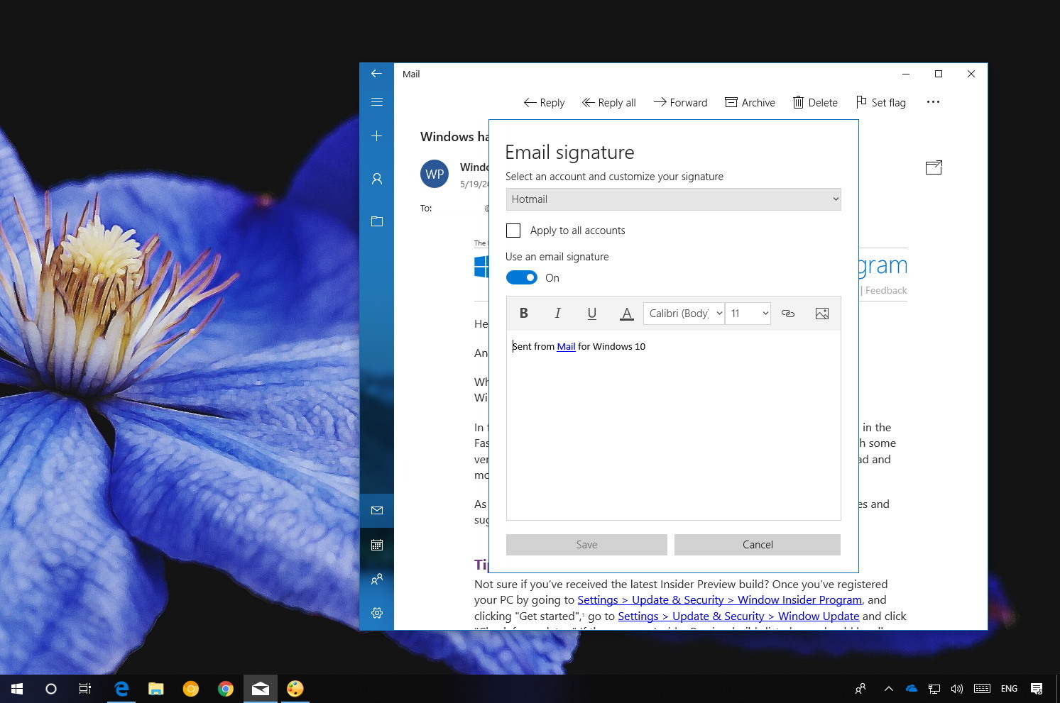How to change 'Sent from Mail for Windows 10' for custom signature on ...