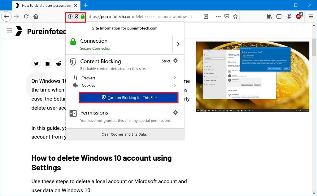 How to disable ‘Content Blocking’ per website in Firefox • Pureinfotech