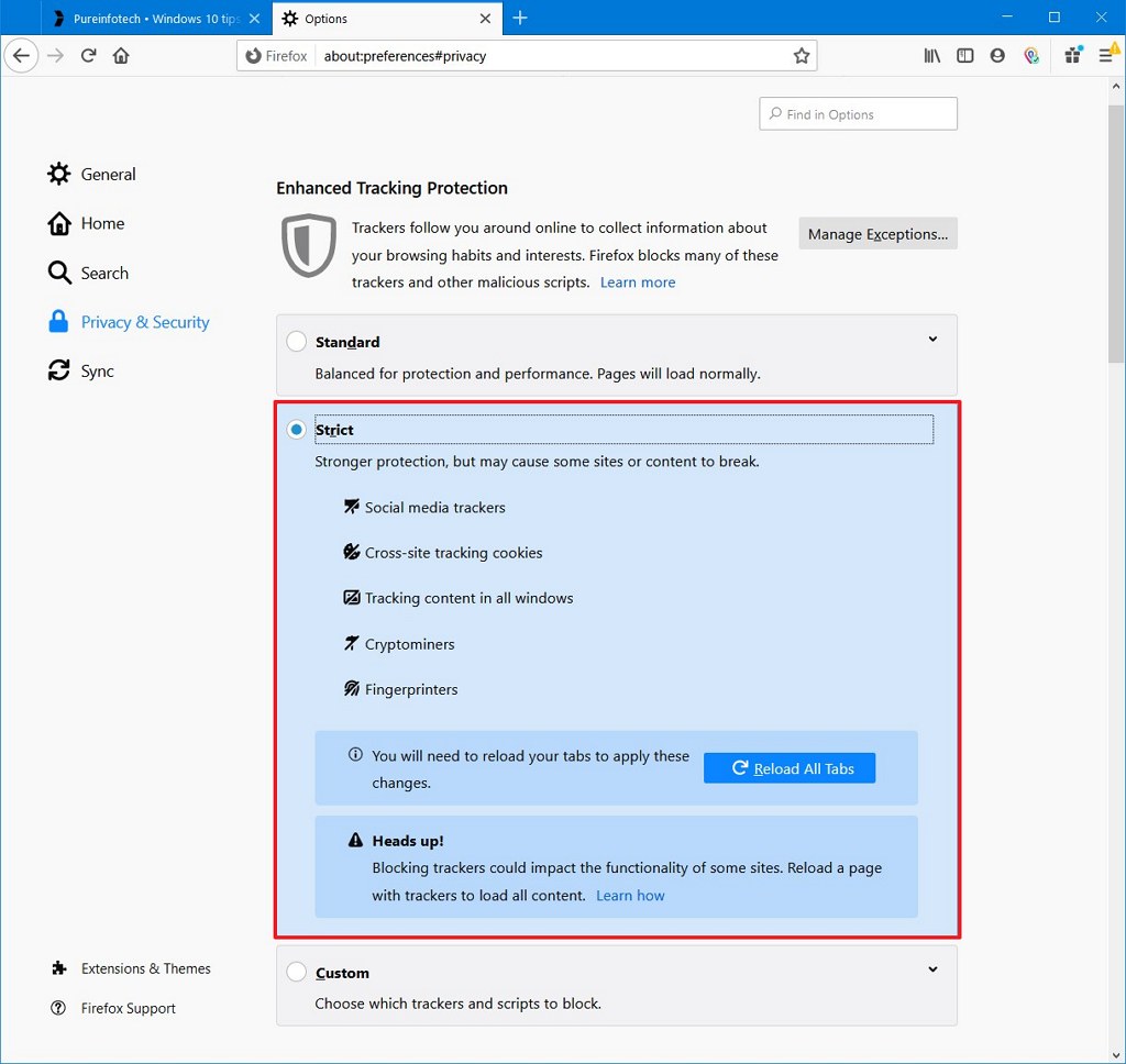 How to enable enhanced tracking protection in Firefox • Pureinfotech