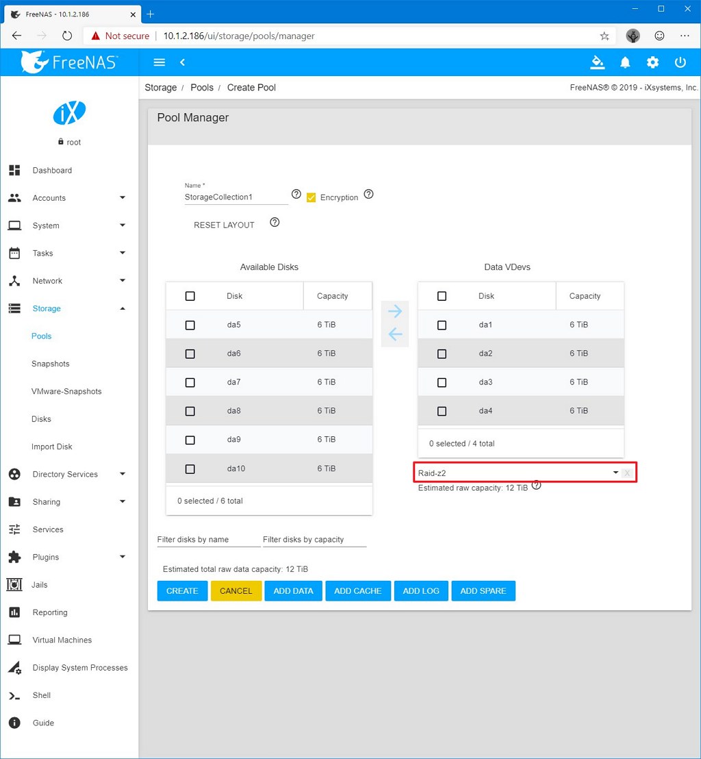 How To Create A Zfs Raidz2 Storage Pool On Freenas • Pureinfotech