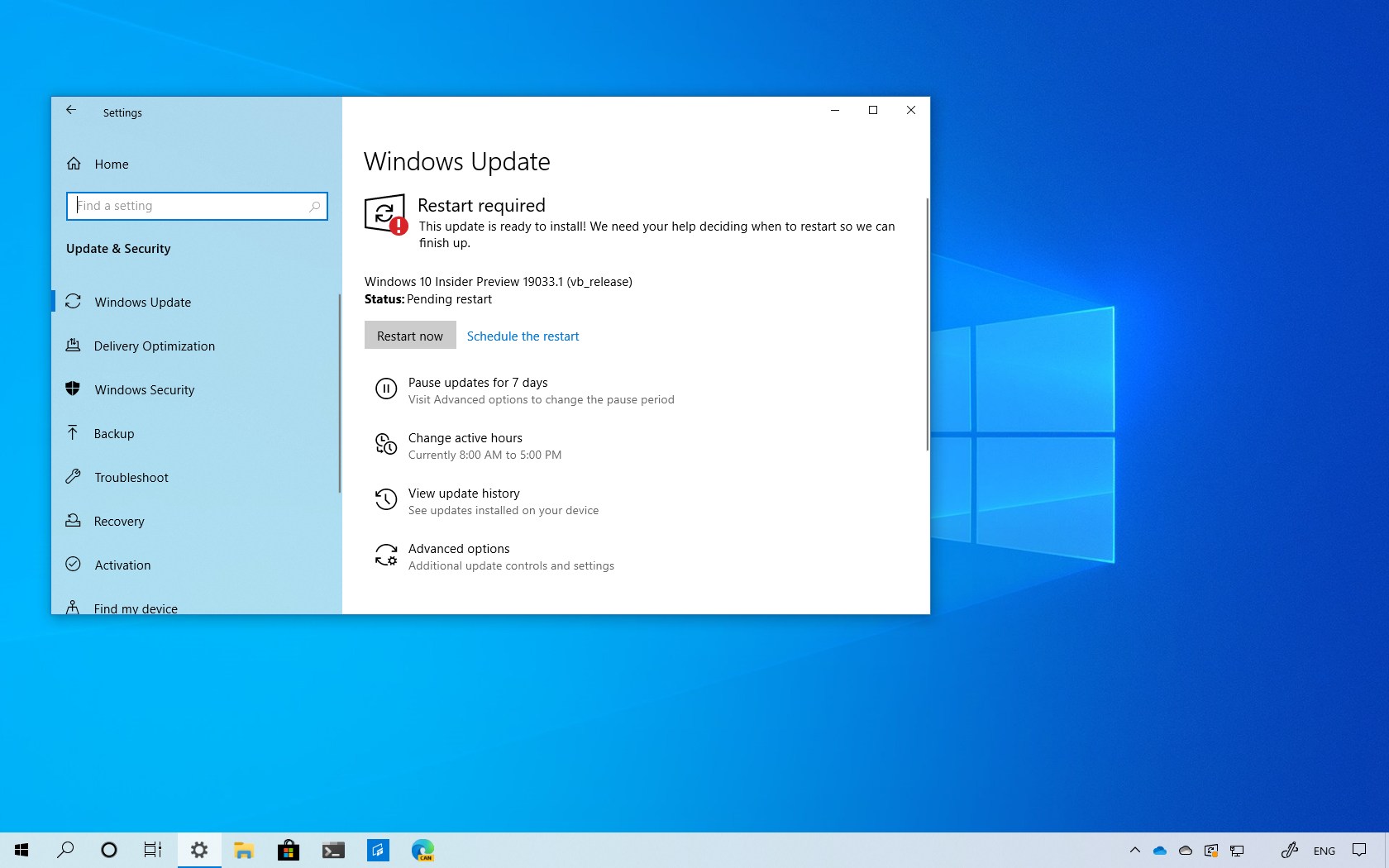 Windows 10 build 19033 (20H1) release with changes - Pureinfotech