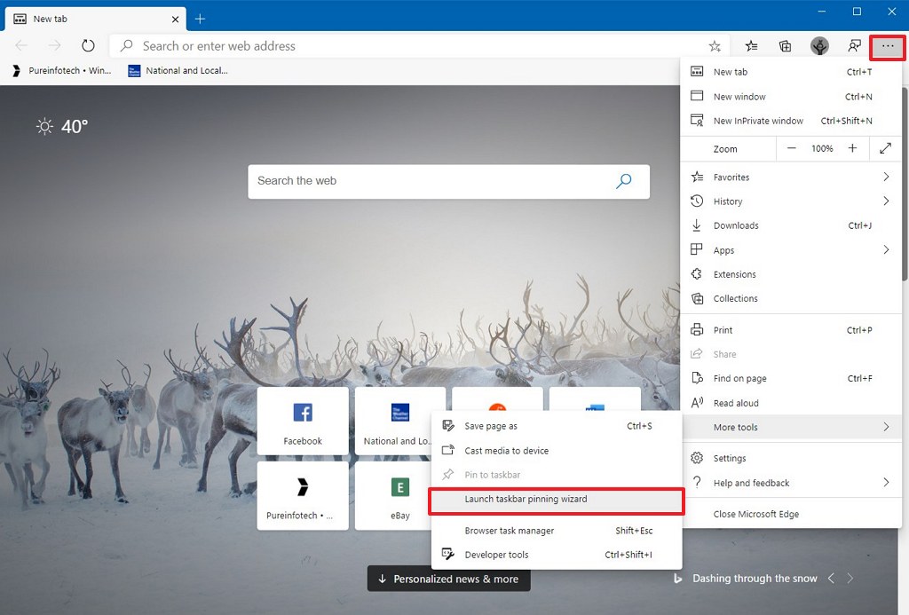 How to pin sites to taskbar using wizard on Microsoft Edge Chromium ...