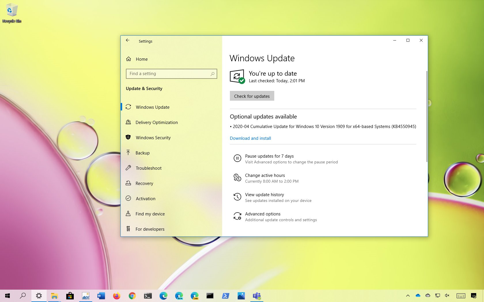 Windows 10 update KB4550945 releases for version 1909 and 1903 ...