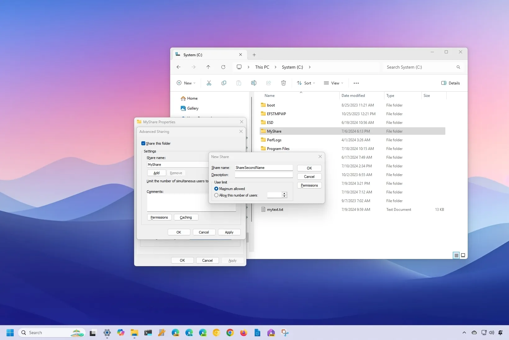 How To Set Up A Network Share Folder With Multiple Names On Windows 11