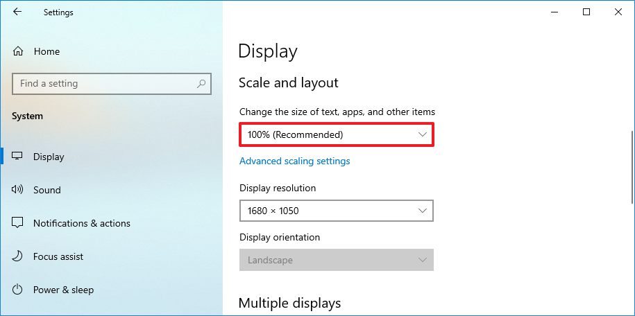How to change scale and layout settings on WIndows 10 - Pureinfotech