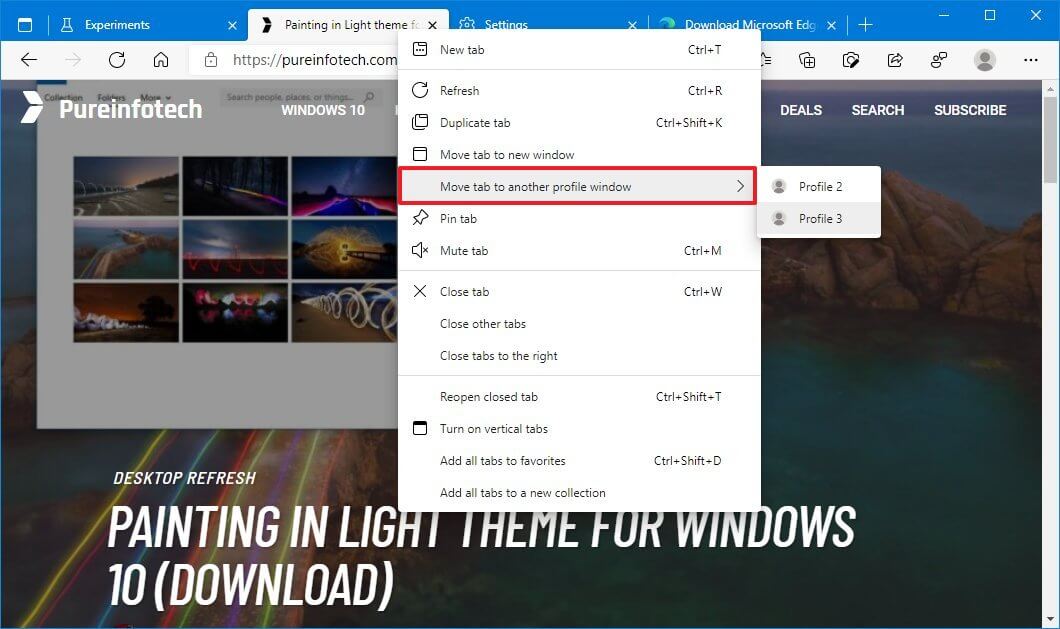 How to move tab to another profile on Microsoft Edge - Pureinfotech