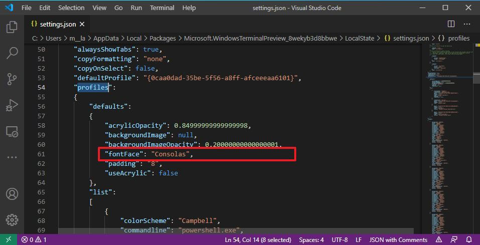 How to change default font face on Windows Terminal - Pureinfotech