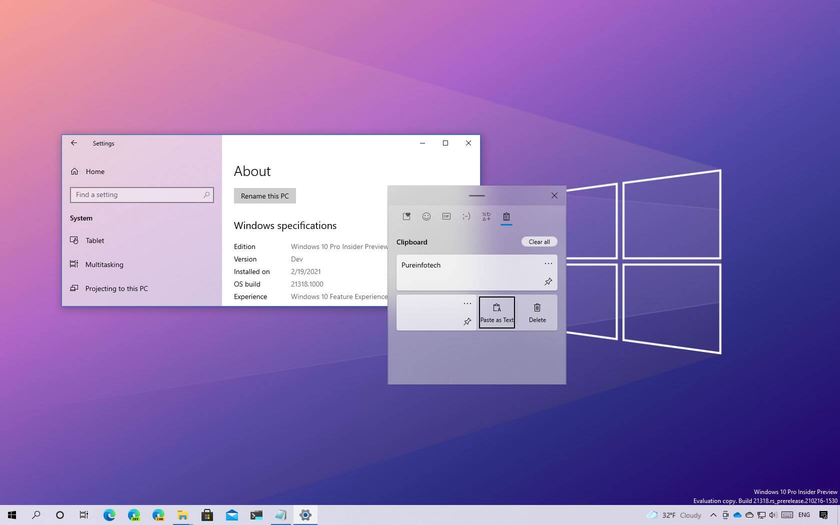 Windows 10 build 21318 releases in the Dev Channel - Pureinfotech