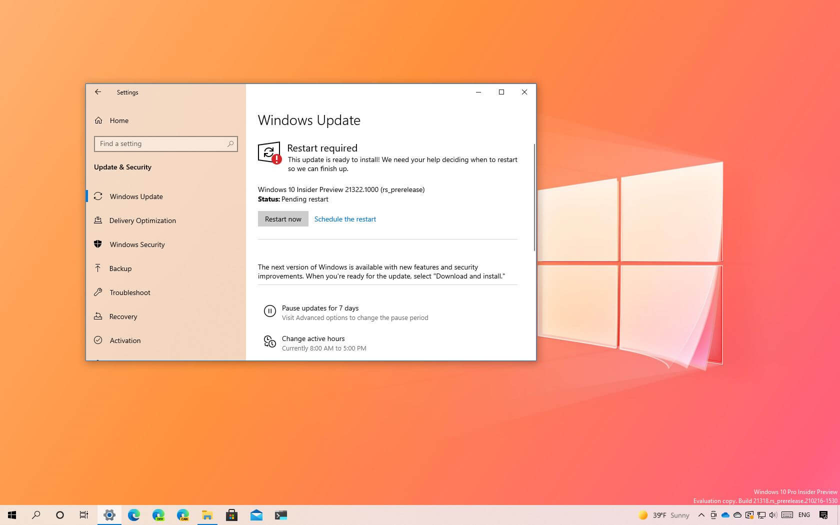 Windows 10 build 21322 releases in the Dev Channel - Pureinfotech