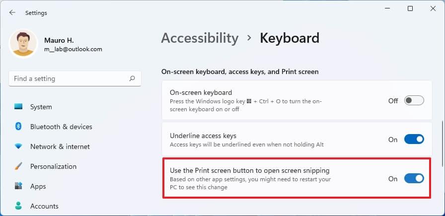 How to enable Print key to take screenshot with Snipping Tool on ...