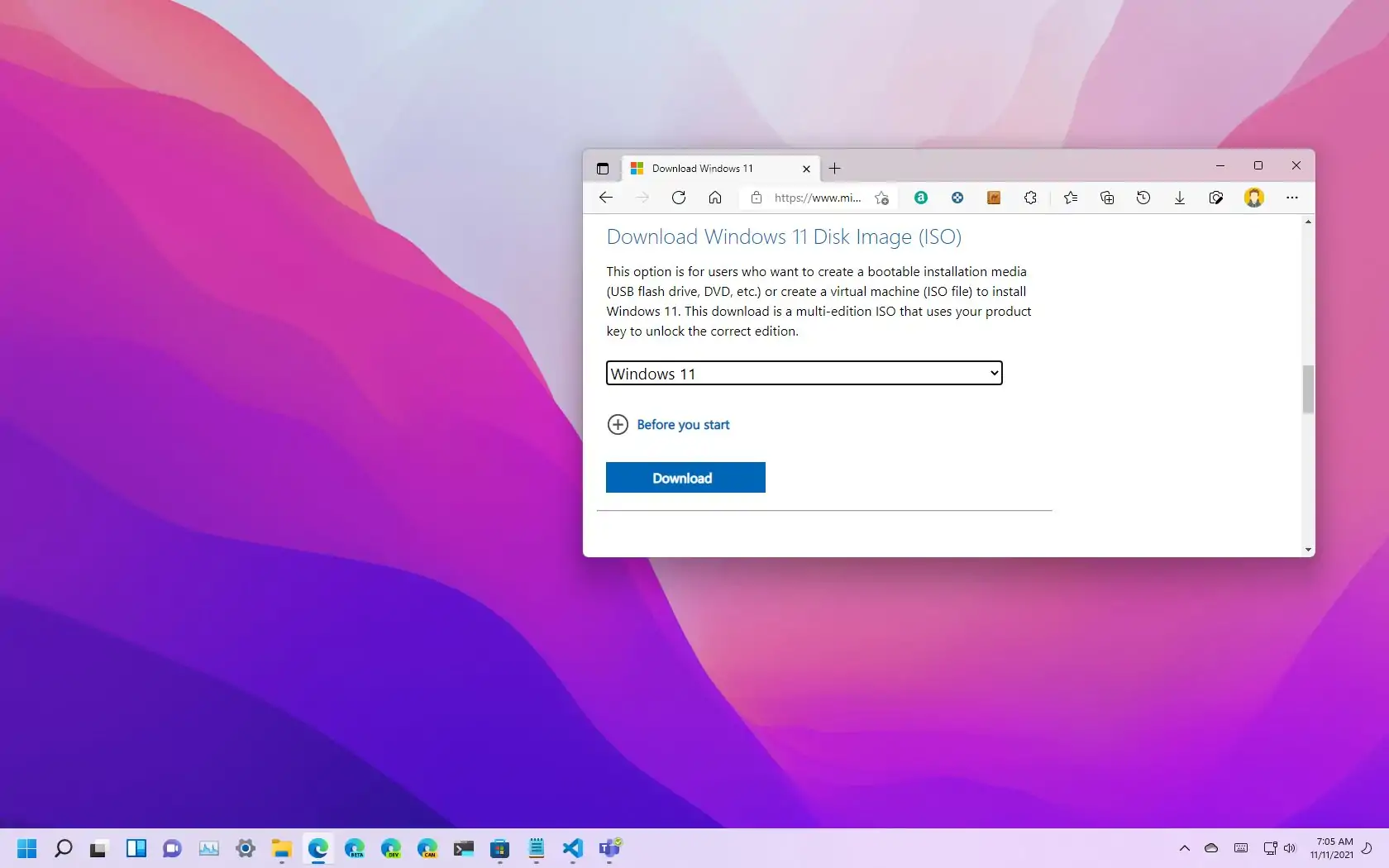 How to download Windows 11 ISO file - Pureinfotech