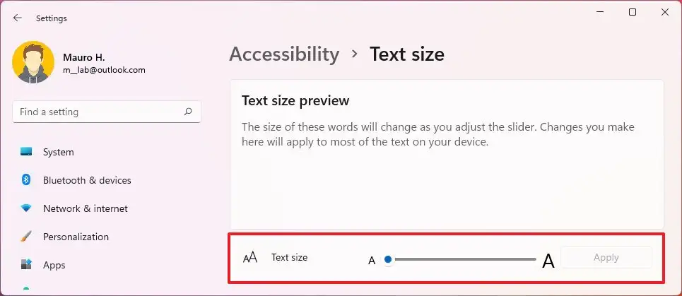 How to change font size on Windows 11 - Pureinfotech