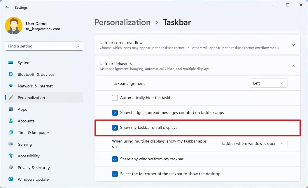 How to move Taskbar to second monitor on Windows 11 - Pureinfotech