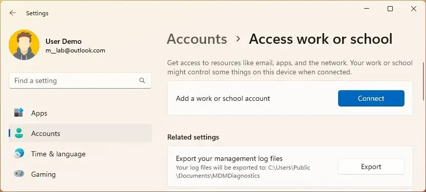 How to remove work or school email account on Windows 11 - Pureinfotech