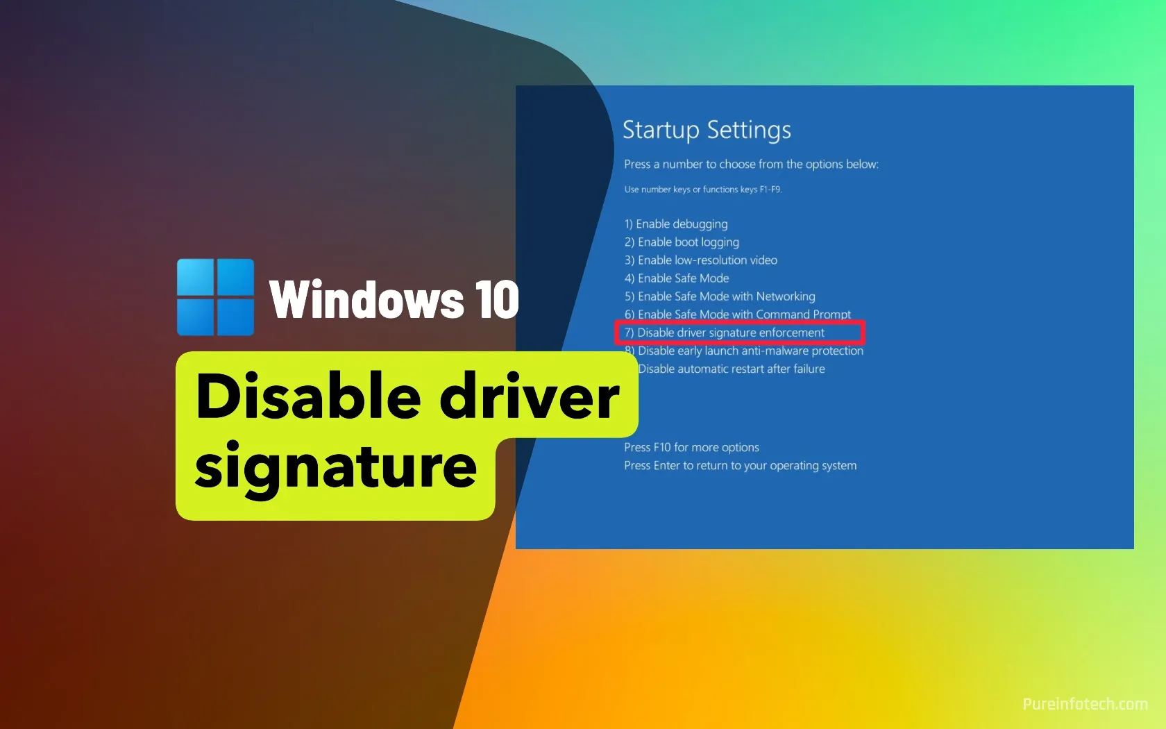 How to disable driver signature enforcement on Windows 10 - Pureinfotech