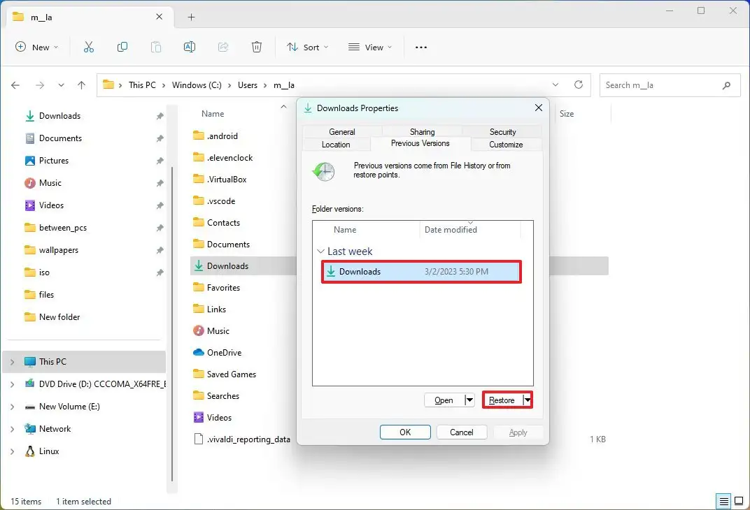 How to enable Previous Versions to recover files on Windows 11 - Pureinfotech