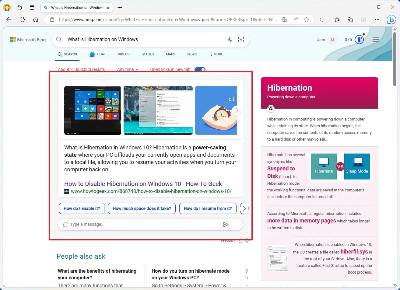 Bing Chat AI answers are coming to search results - Pureinfotech