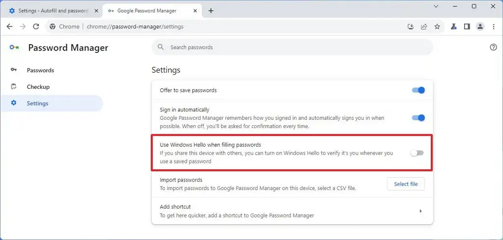How to disable Windows Hello to access saved passwords on Chrome ... How to disable Windows Hello to access saved passwords on Chrome ...