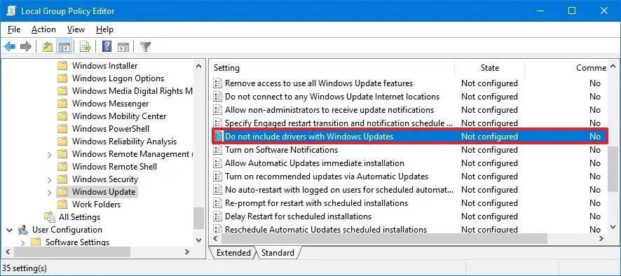 How to stop automatic driver installation on Windows 10 - Pureinfotech