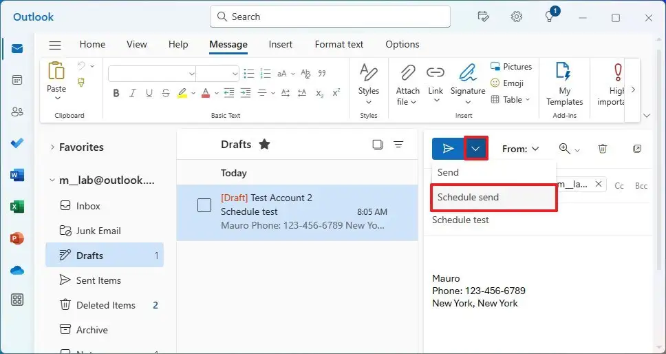 How To Schedule Send Email On New Outlook For Windows 11 Pureinfotech How To Schedule Send Email On New Outlook For Windows 11 Pureinfotech
