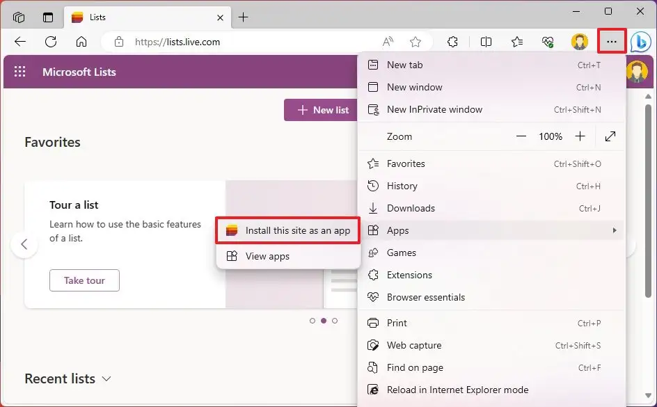 How to install Microsoft Lists web app on Windows 11, 10 - Pureinfotech