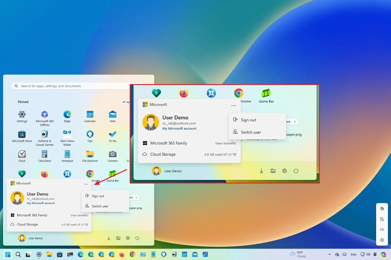 Windows 11 gets new account manager for Start menu (build 22635.3500 ...