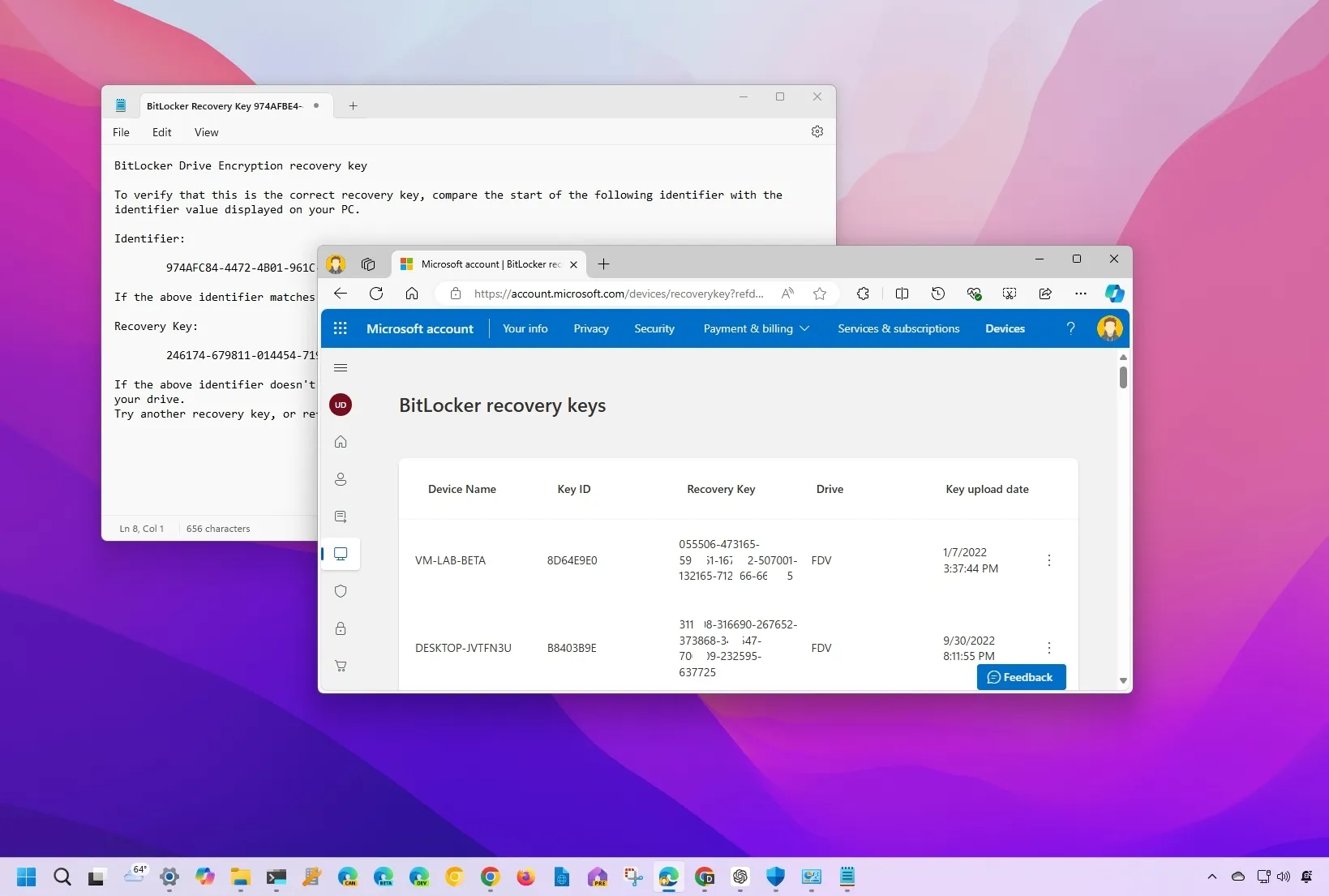 How To Find Bitlocker Recovery Key On Windows Pureinfotech
