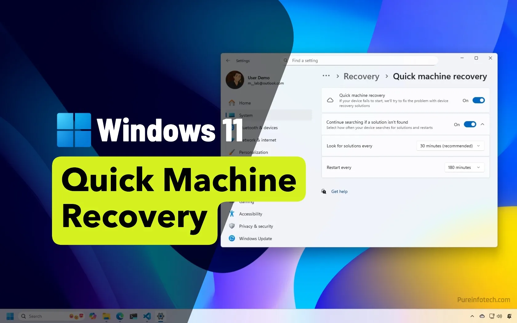 How to enable Quick Machine Recovery to fix boot problems on Windows 11 - Pureinfotech