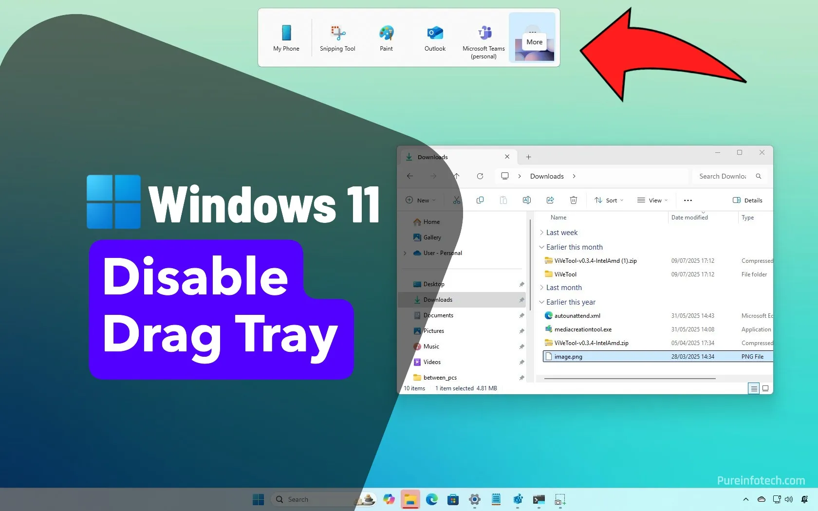 How to disable share Drag Tray at the top of screen on Windows 11 - Pureinfotech