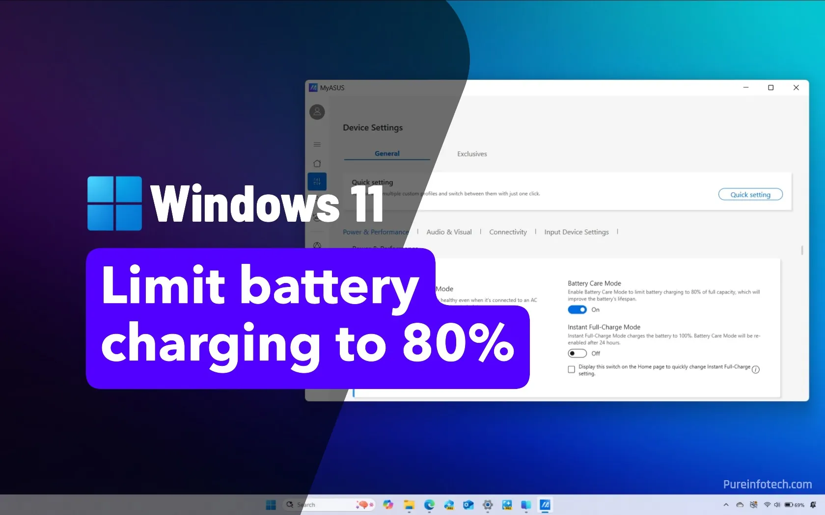 How to limit ASUS laptop's battery charge to 80 percent on Windows 11 - Pureinfotech