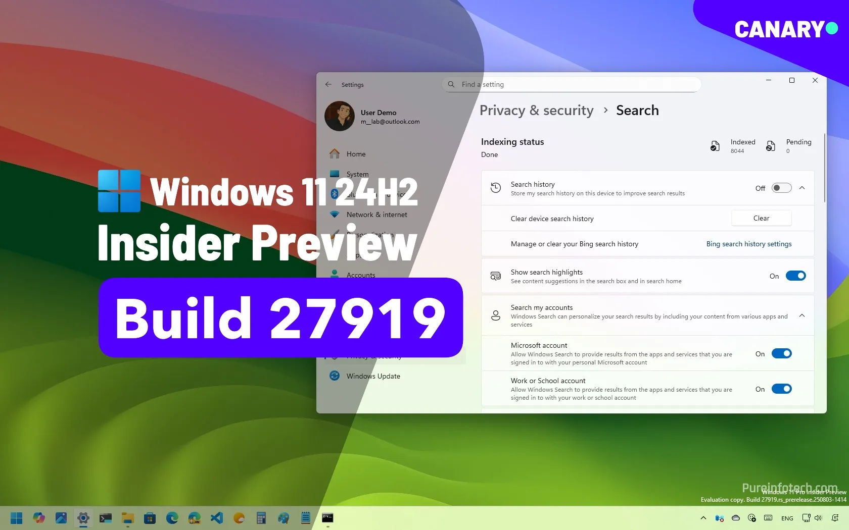 Build 27919 for Windows 11 adds new Search settings and fixes (Canary) - Pureinfotech