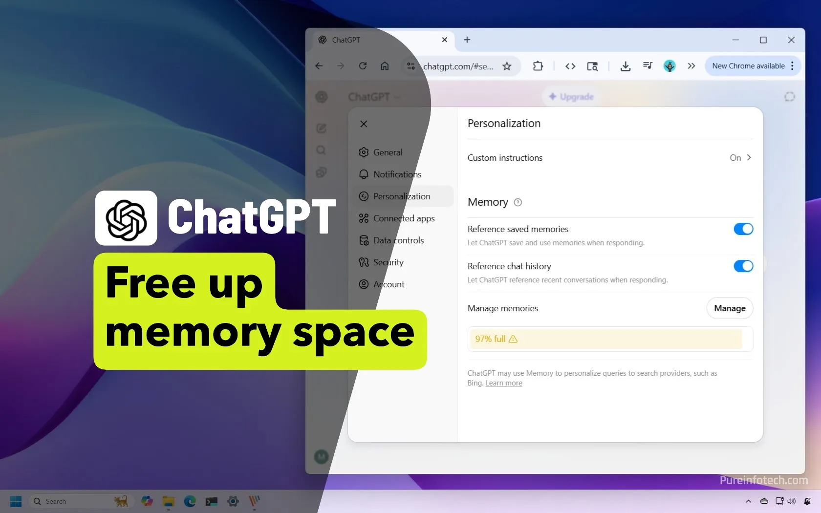 How to free up memory storage on ChatGPT - Pureinfotech