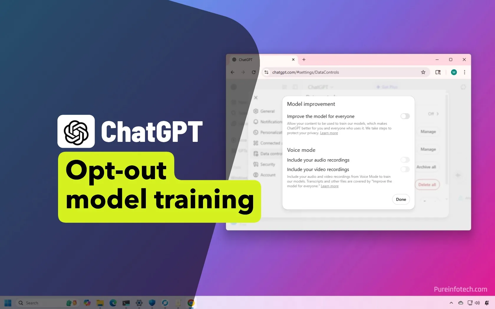How to stop ChatGPT from using your personal data for AI training - Pureinfotech