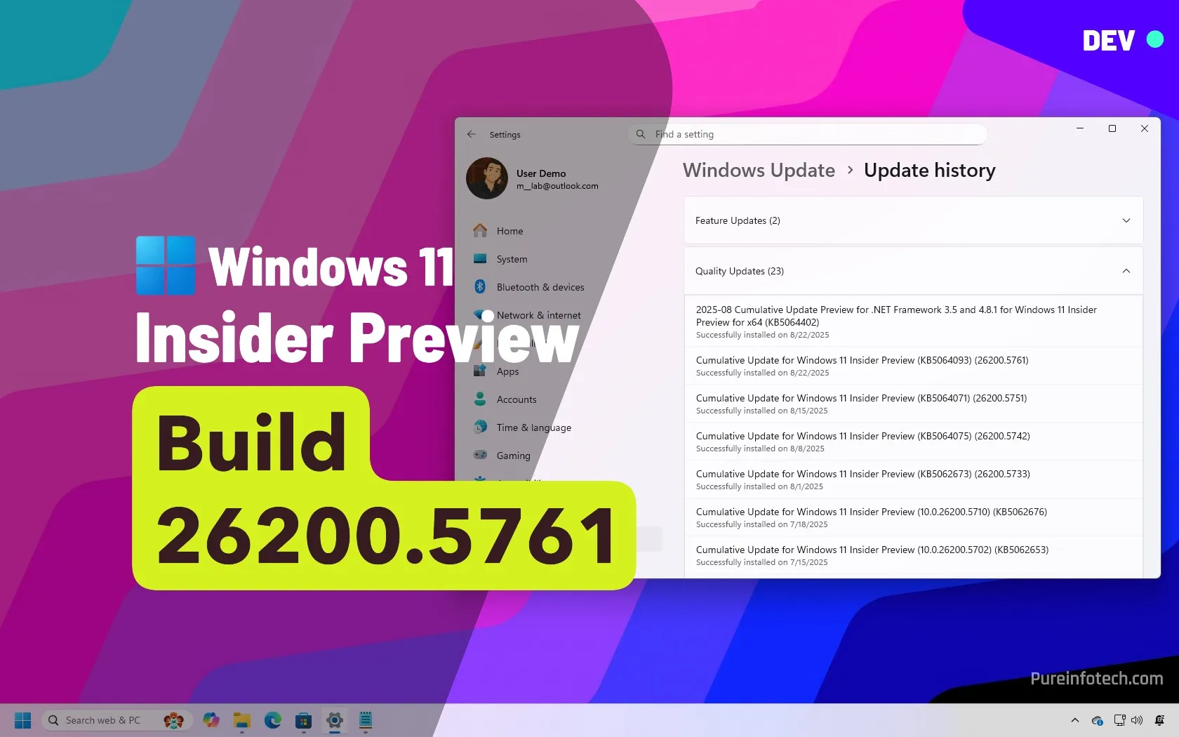 Build 26200.5761 (KB5064093) for Windows 11 25H2 brings Android app resume and more (Dev ...