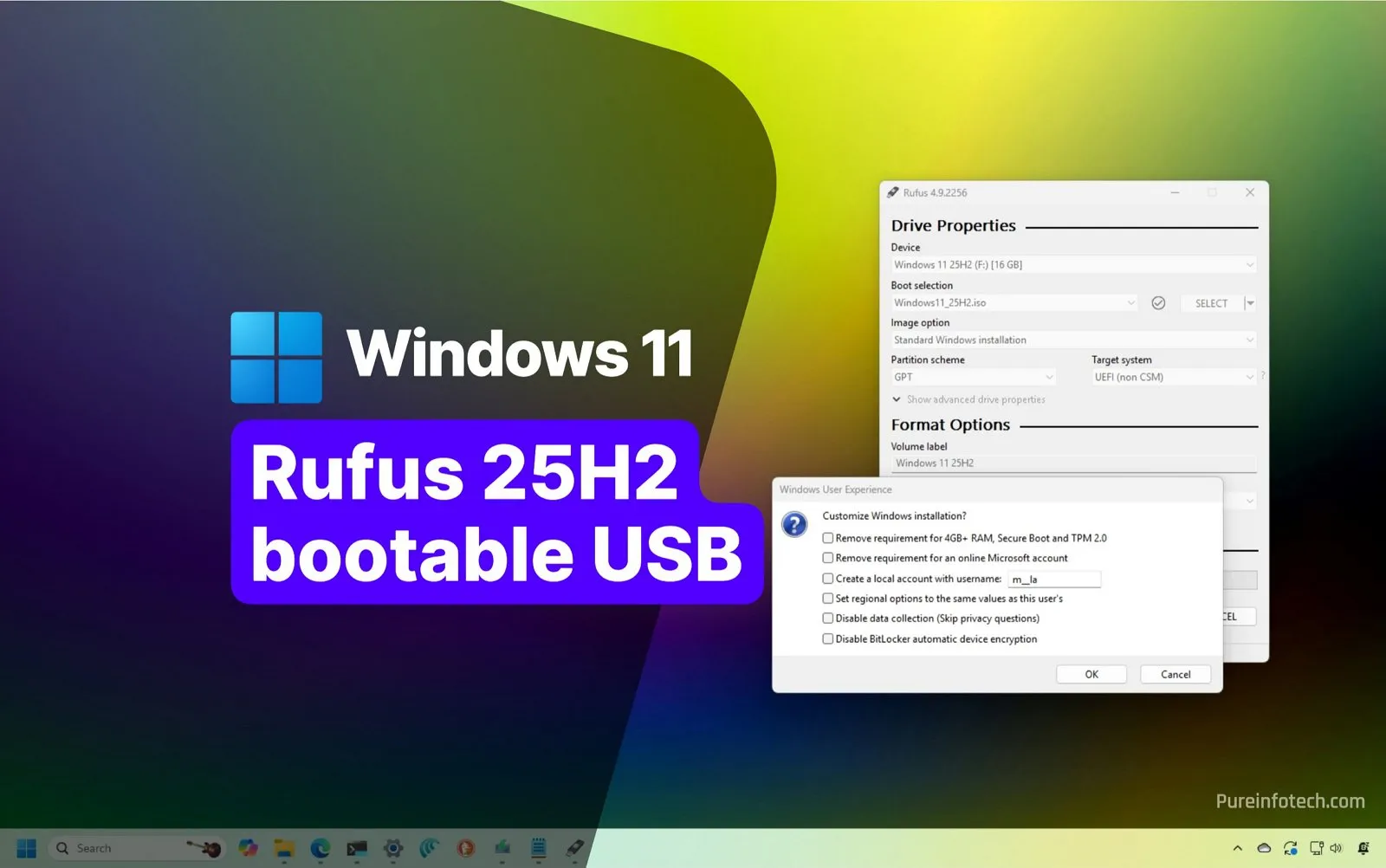 How to use Rufus to create bootable Windows 11 25H2 USB - Pureinfotech