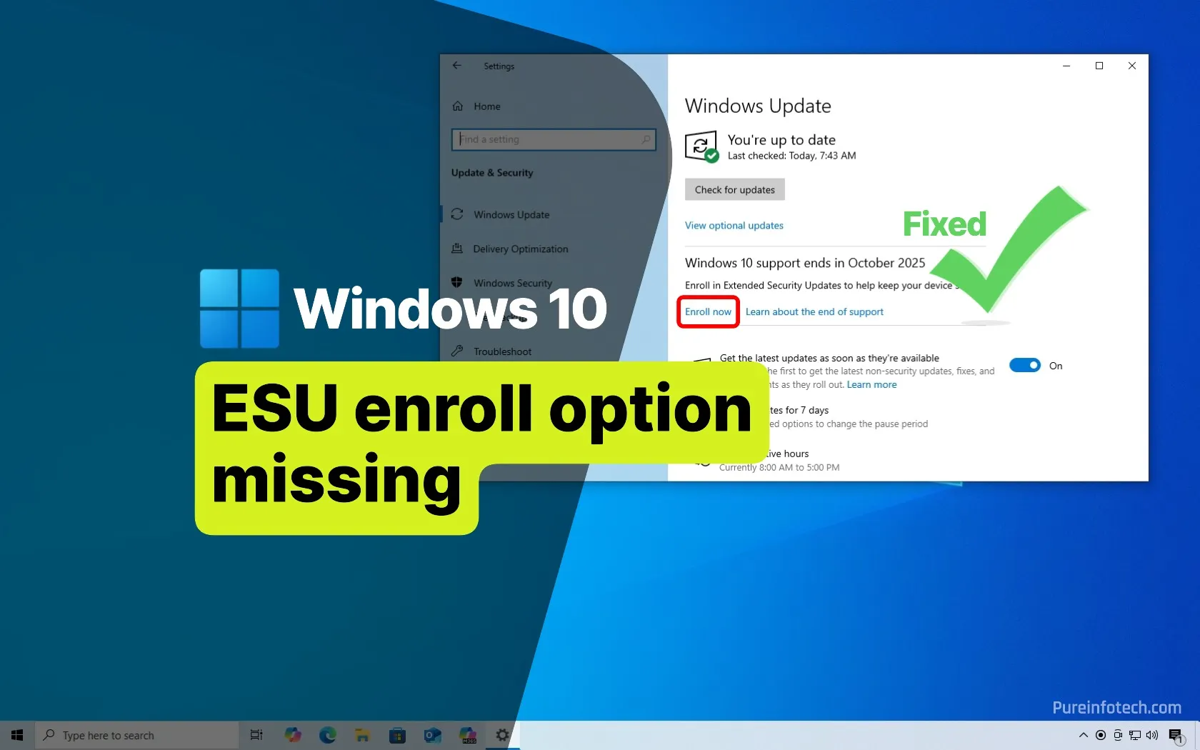 How to fix missing Extended Security Updates enroll option on Windows ...