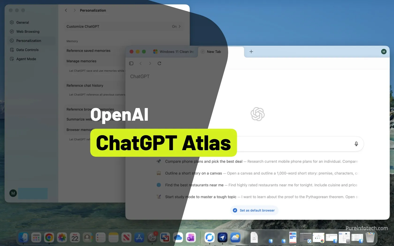 OpenAI launches ChatGPT Atlas browser on macOS, Windows 11 (coming next) - Pureinfotech