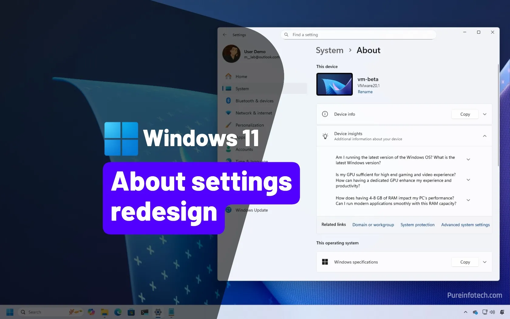 Windows 11 is overhauling the 'About' settings page - Pureinfotech
