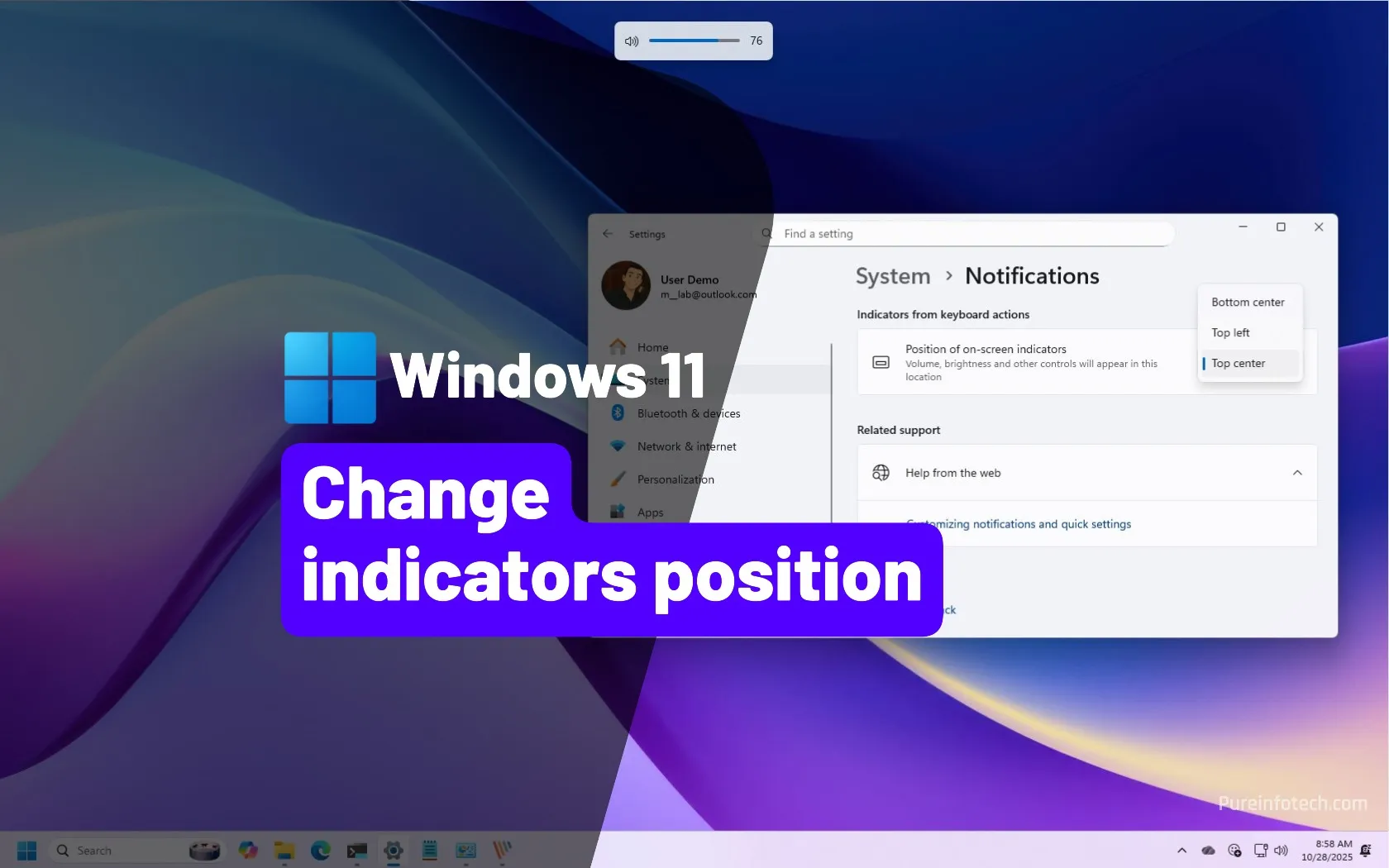 How to change the on-screen position of hardware indicators on Windows ...