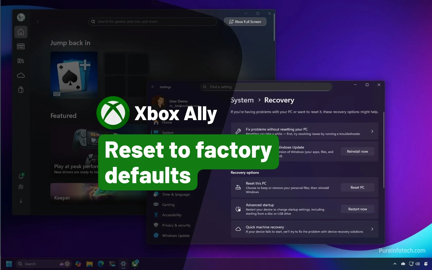 How to factory reset Xbox Ally X handheld on Windows 11 - Pureinfotech