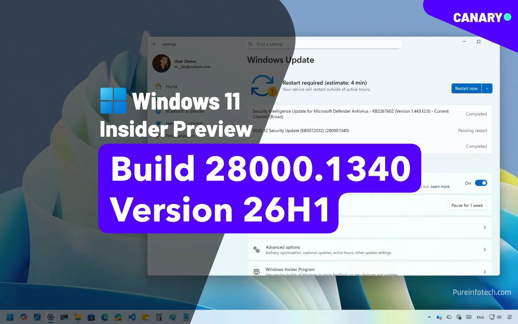 KB5072032 (build 28000.1340) for Windows 11 26H1 arrives with new features (Canary) - Pureinfotech