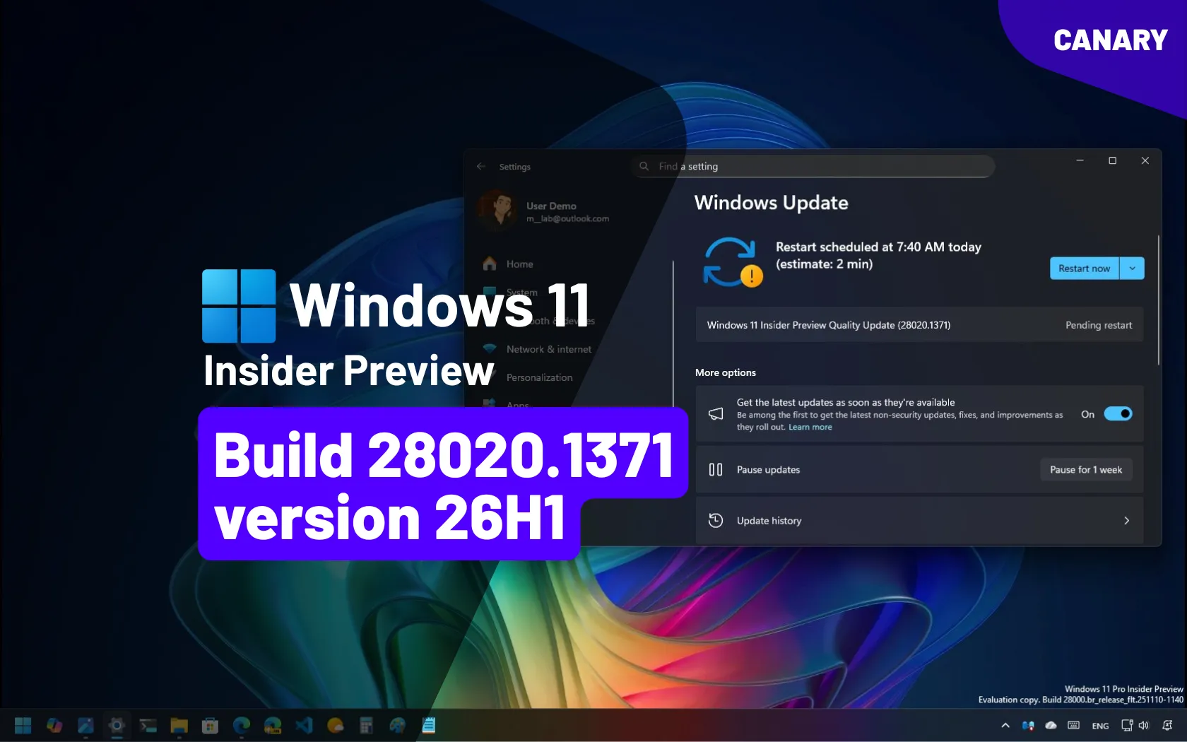 KB5073097 (build 28020.1371) for Windows 11 26H1 fixes Start and File ...
